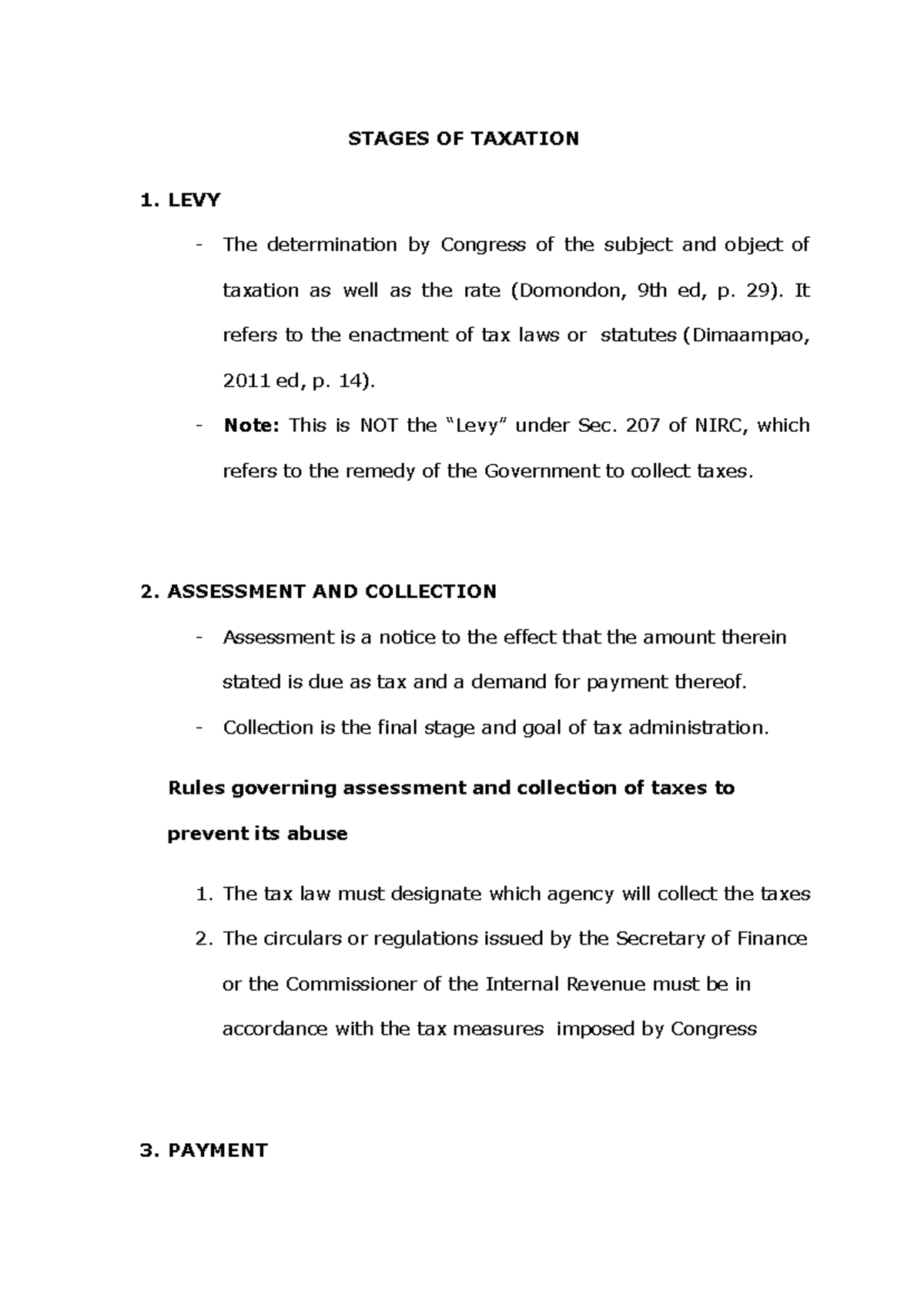 Stages of Taxation: A Comprehensive Overview on Levies & Refunds - Studocu