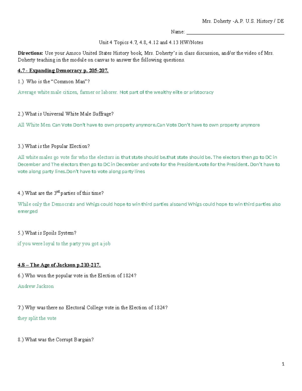 U.S. History DE Unit 4 Topics 4.7 & 4.8 Homework Notes - Studocu