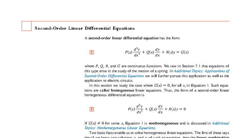 Linear Differential Equations (SLDE) Summary & Practice Guide - Studocu