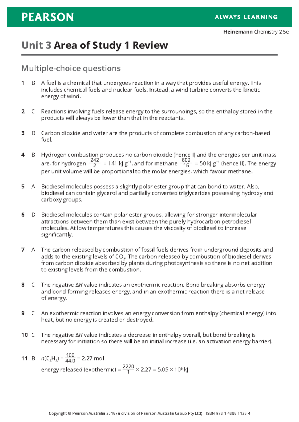 2016 Heinemann Chemistry Units 3 & 4 Solutions Guide - Studocu