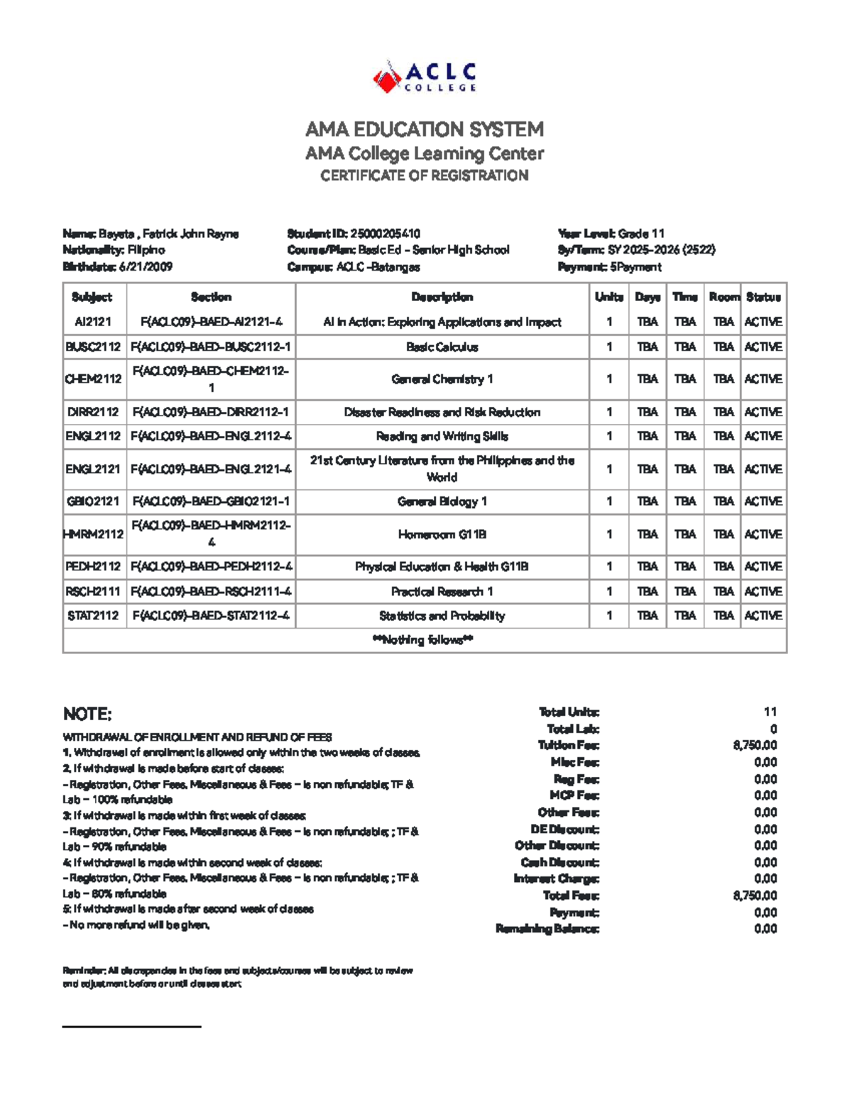 AMA College Grade 11 Student Assessment Reviewer - Studocu