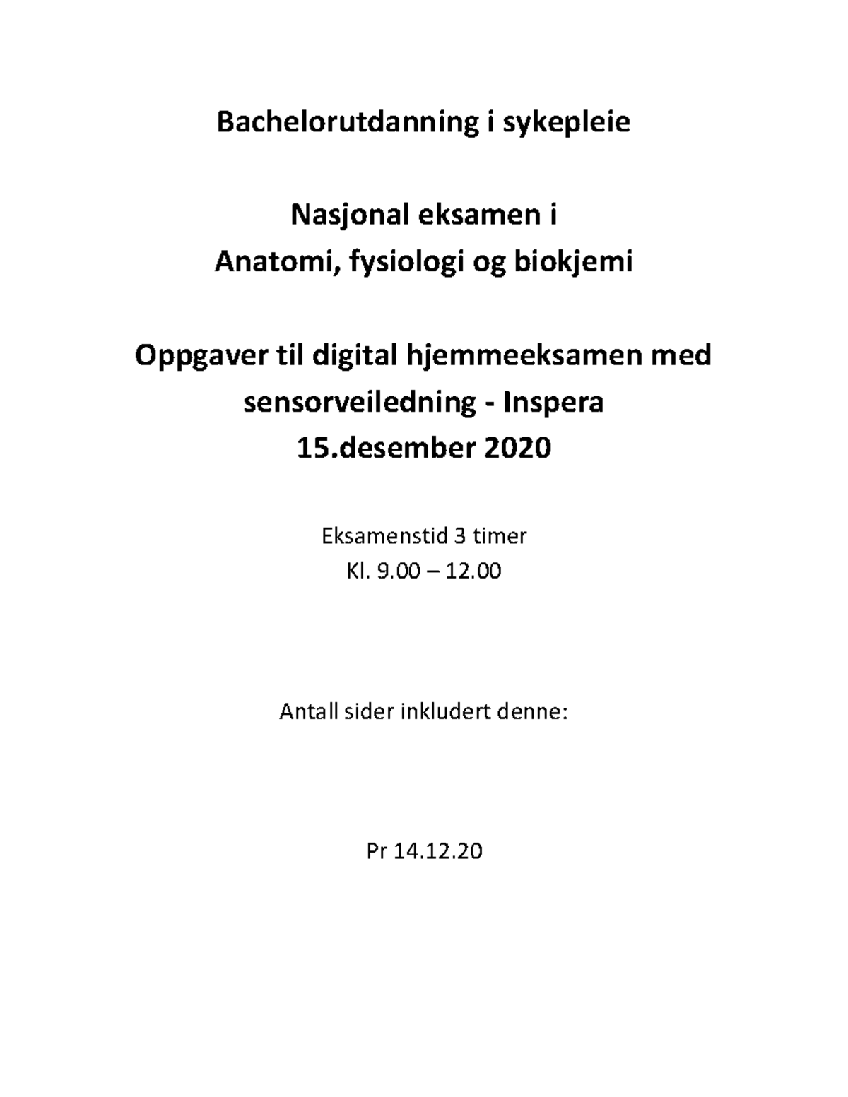 Nasjonal eksamen i Anatomi, fysiologi og biokjemi - Sensorveiledning ...