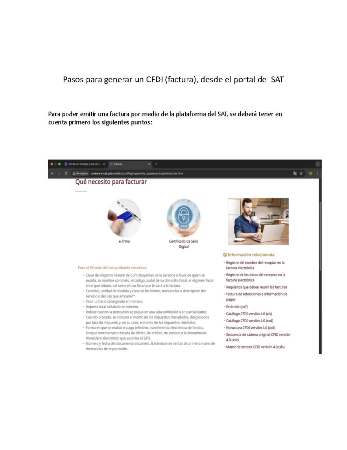 Guía para Generar un CFDI desde el Portal del SAT - Studocu