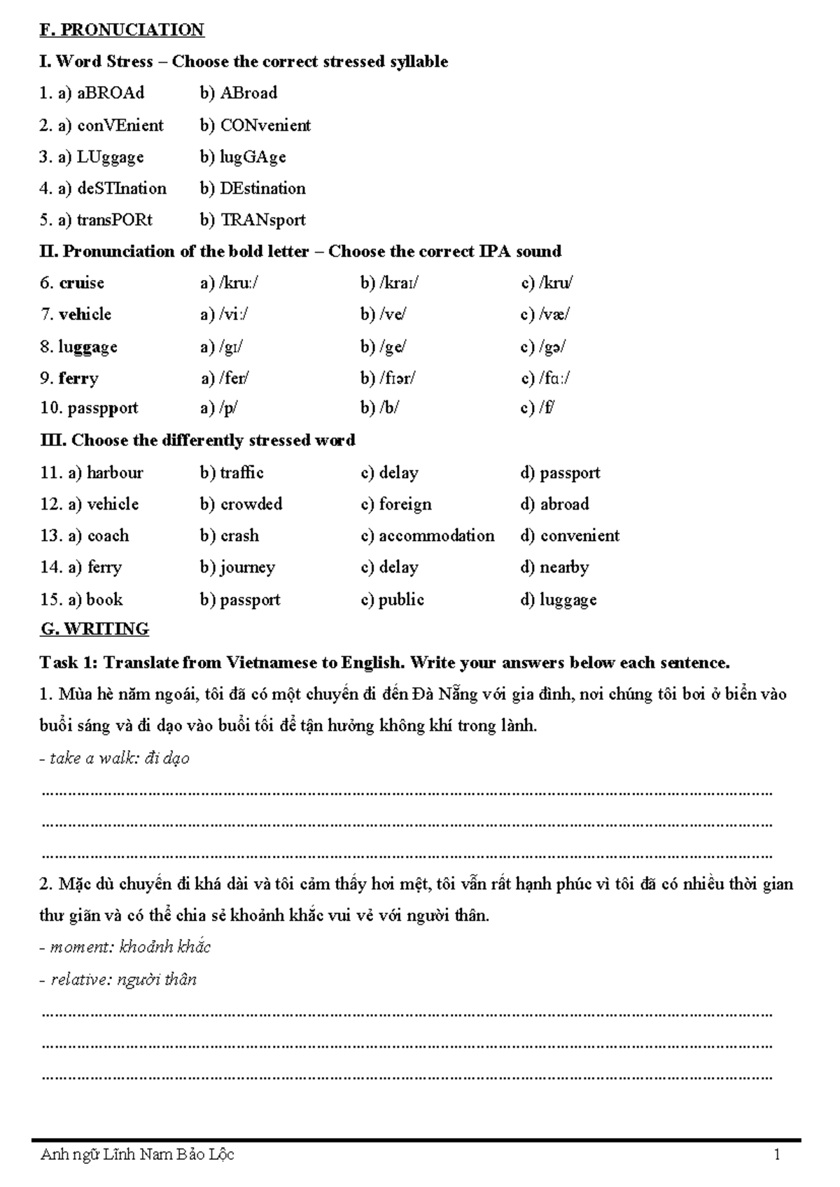 TEST 789 - Pronunciation and Writing Practice Exercises - Studocu