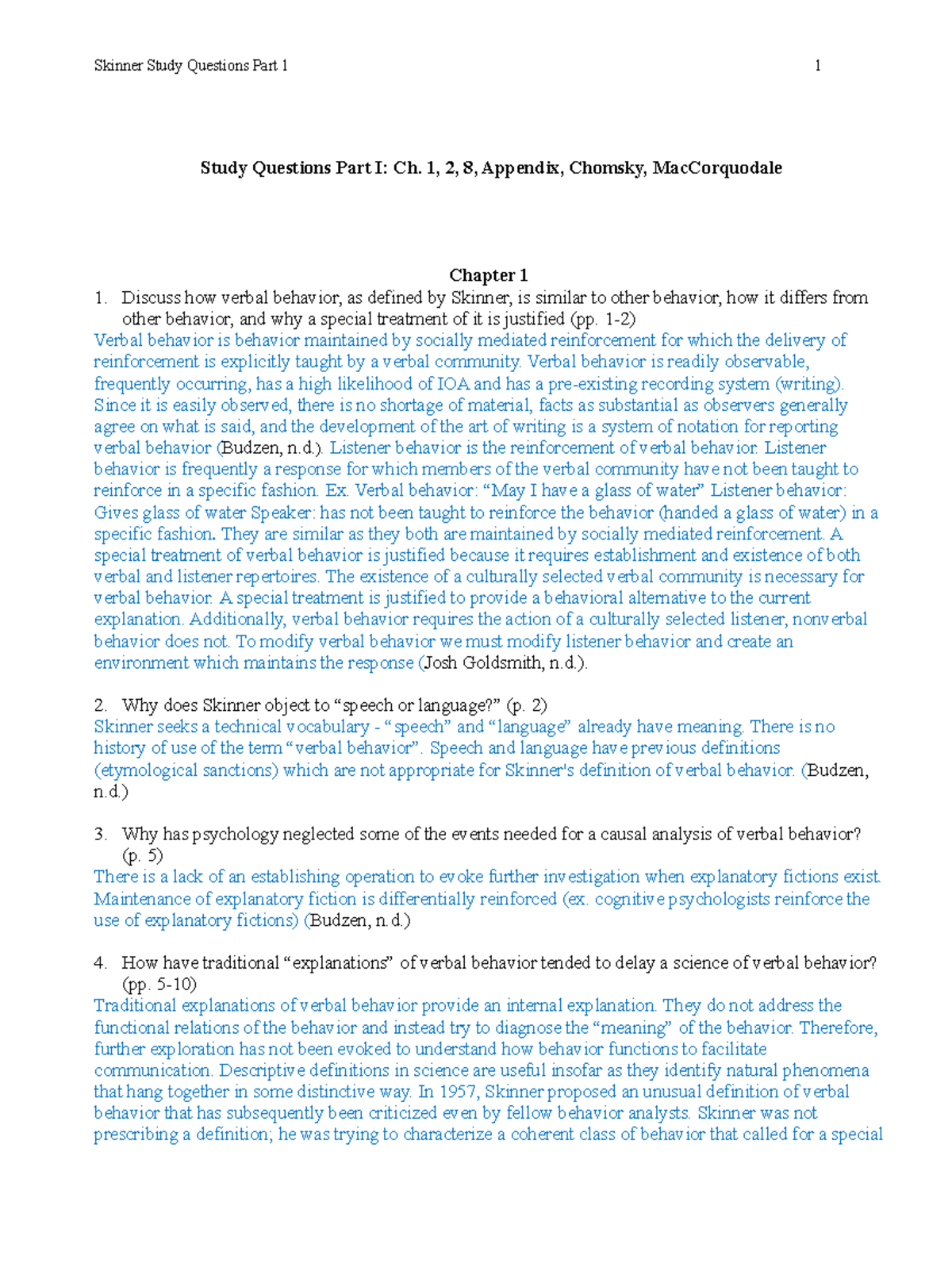 Vbsg1 - Summary of Verbal Behavior Insights from Skinner's Work - Studocu
