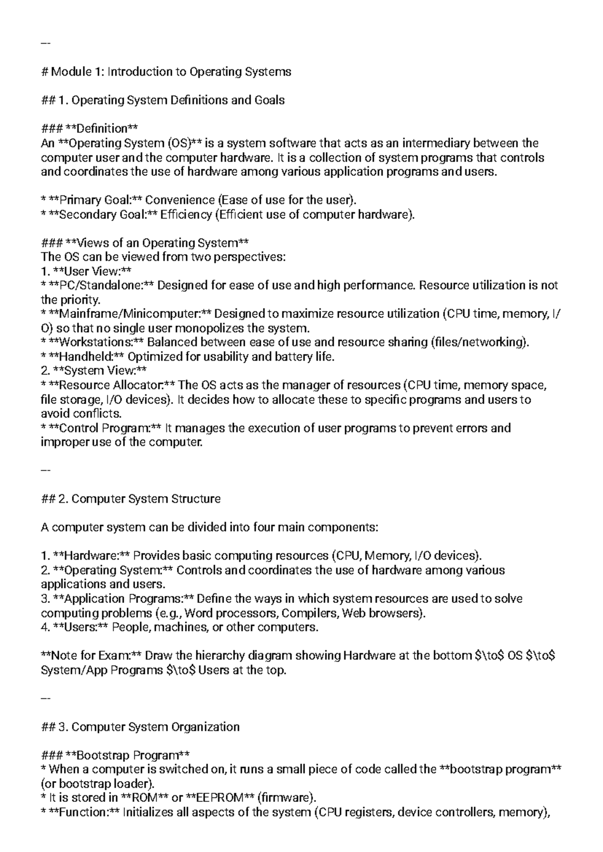 OS Module 1: Intro to Operating Systems - Key Concepts & Exam Qs - Studocu