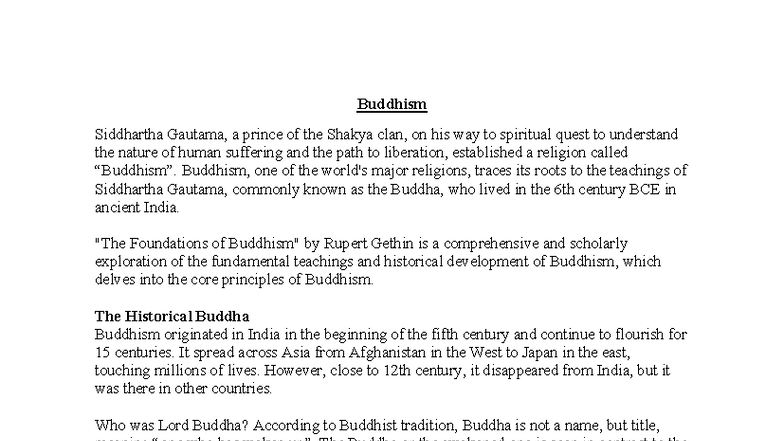 Buddhism: The Life and Teachings of Siddhartha Gautama - Studocu