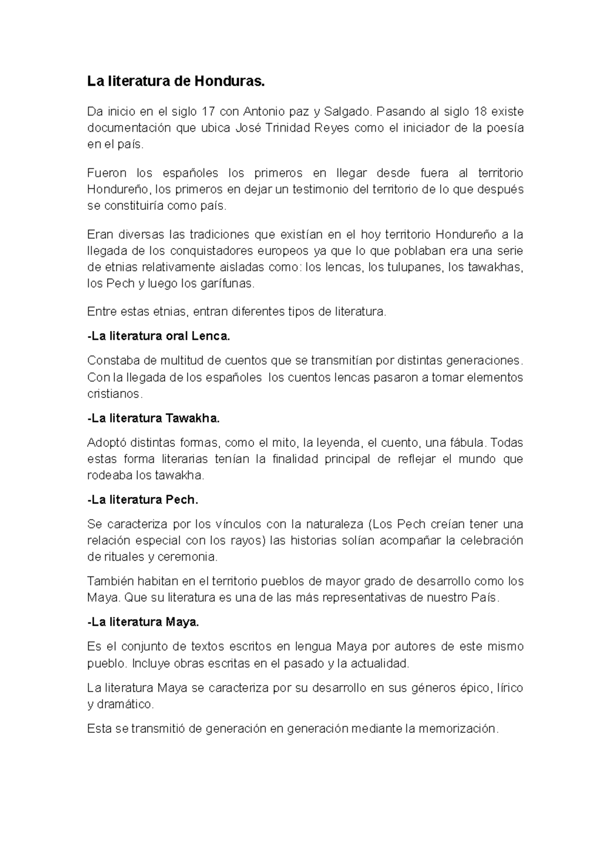 Literatura de Honduras - Da inicio en el siglo 17 con Antonio paz y ...