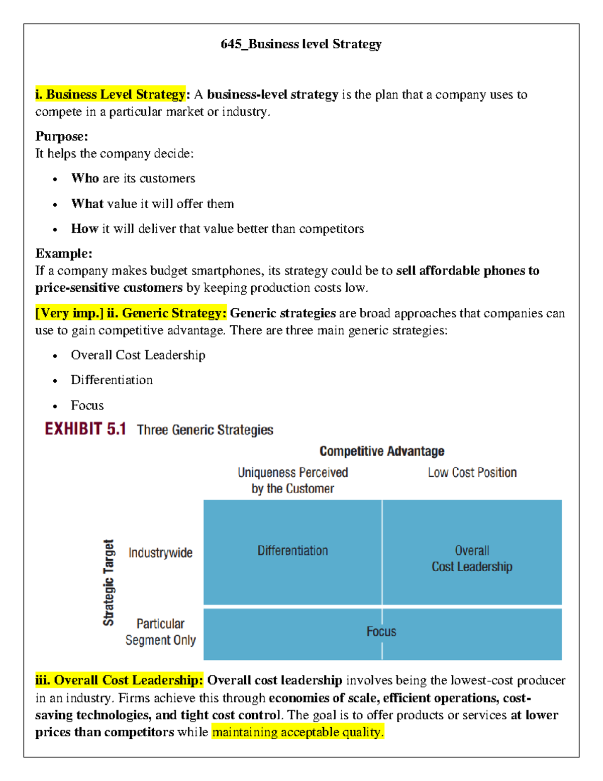 645_Business Level Strategy: Key Concepts and Pitfalls - Studocu