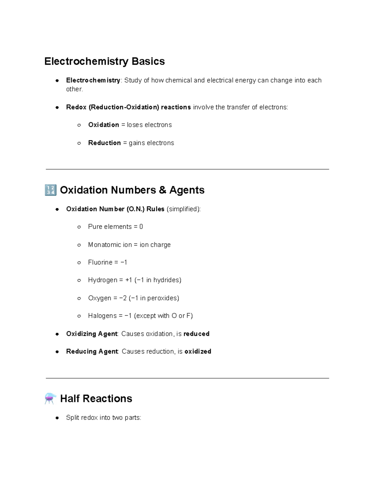 Unit 19 Chem: Electrochemistry Basics and Key Concepts - Studocu