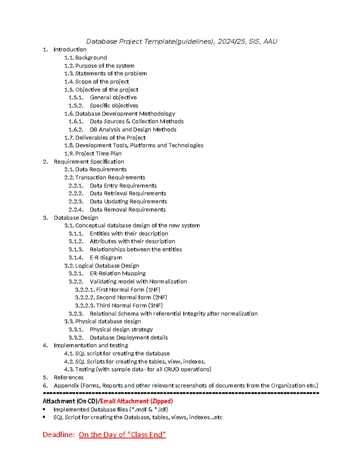 Database Project Guidelines (SIS-AAU) 2024/25: Template & Deliverables ...