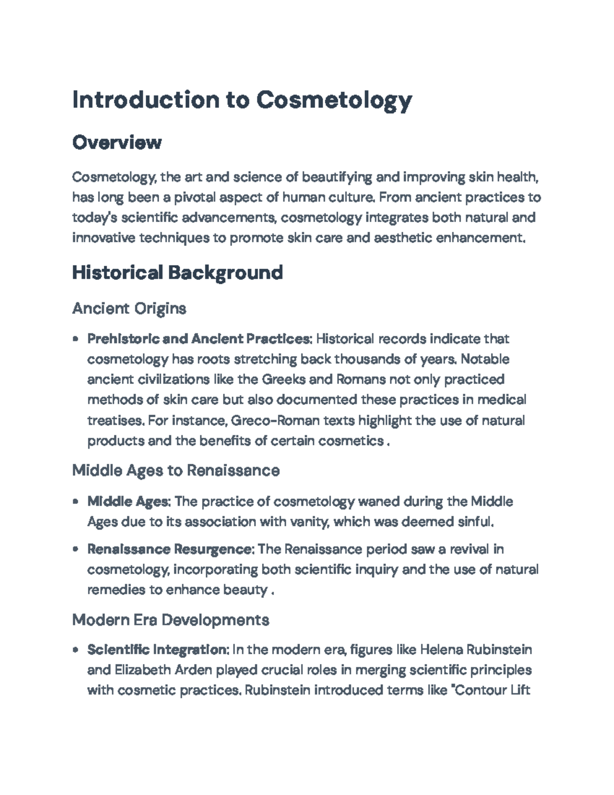 Introduction to Cosmetology (COS 101): History and Practices Analysis ...