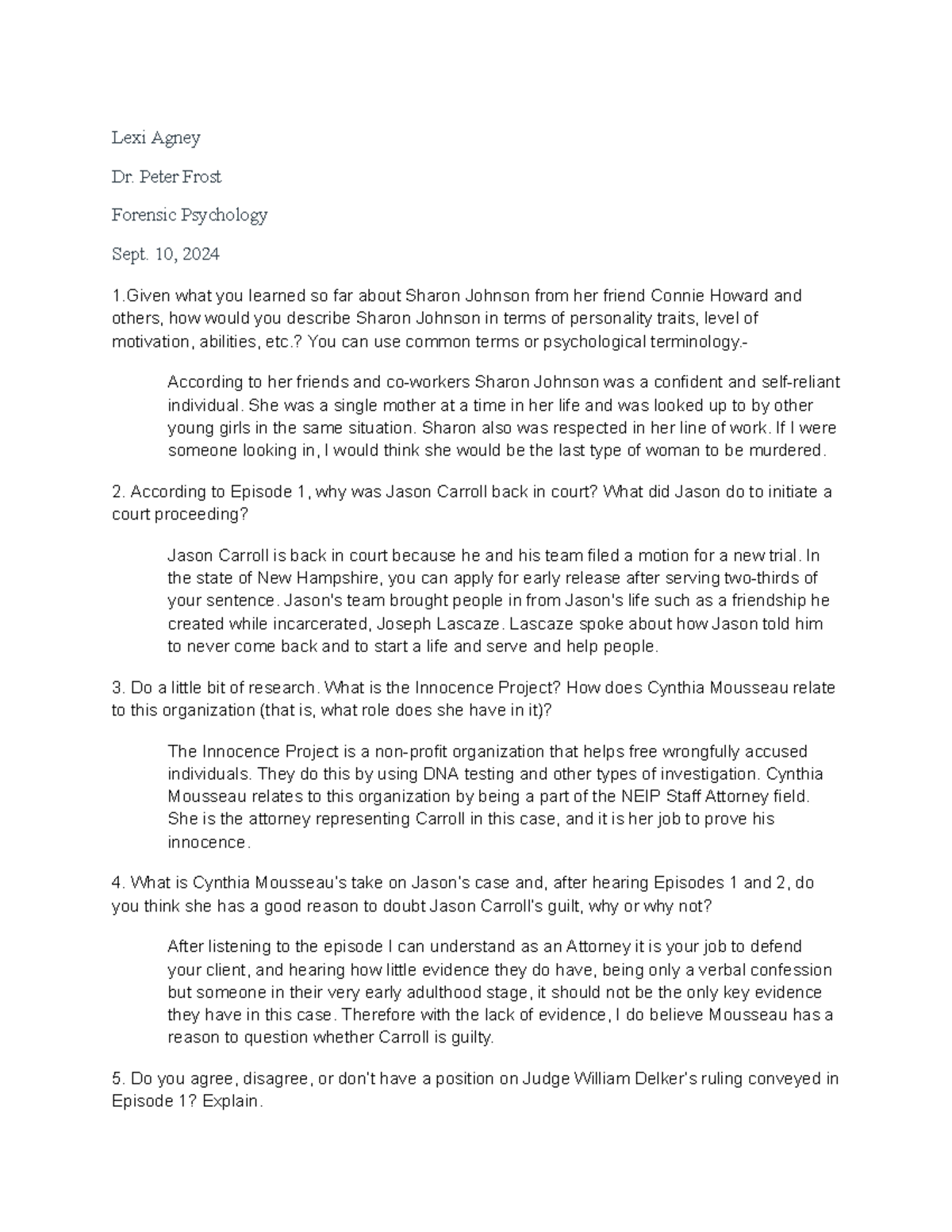 Forensic Psychology Analysis: Bear Brook S2 E1 Insights - Studocu