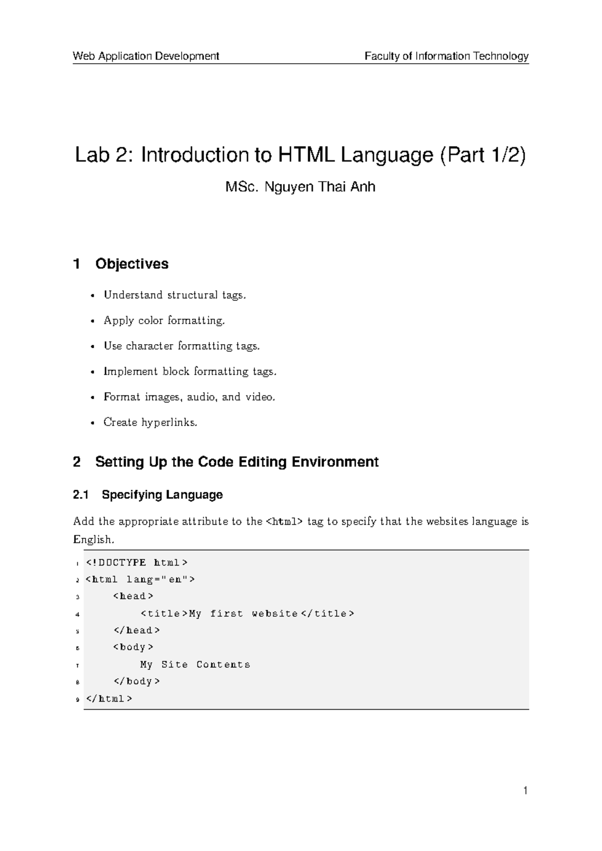 Web Application Development Lab 2: Intro to HTML Techniques - Studocu