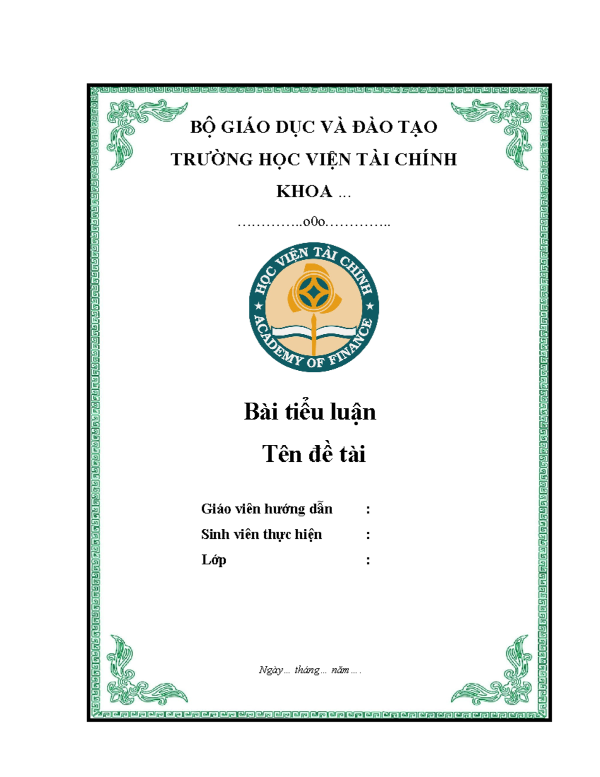 Mau bia tieu luan hoc vien tai chinh - Báo cáo FEEE - BỘ GIÁO DỤC VÀ ...