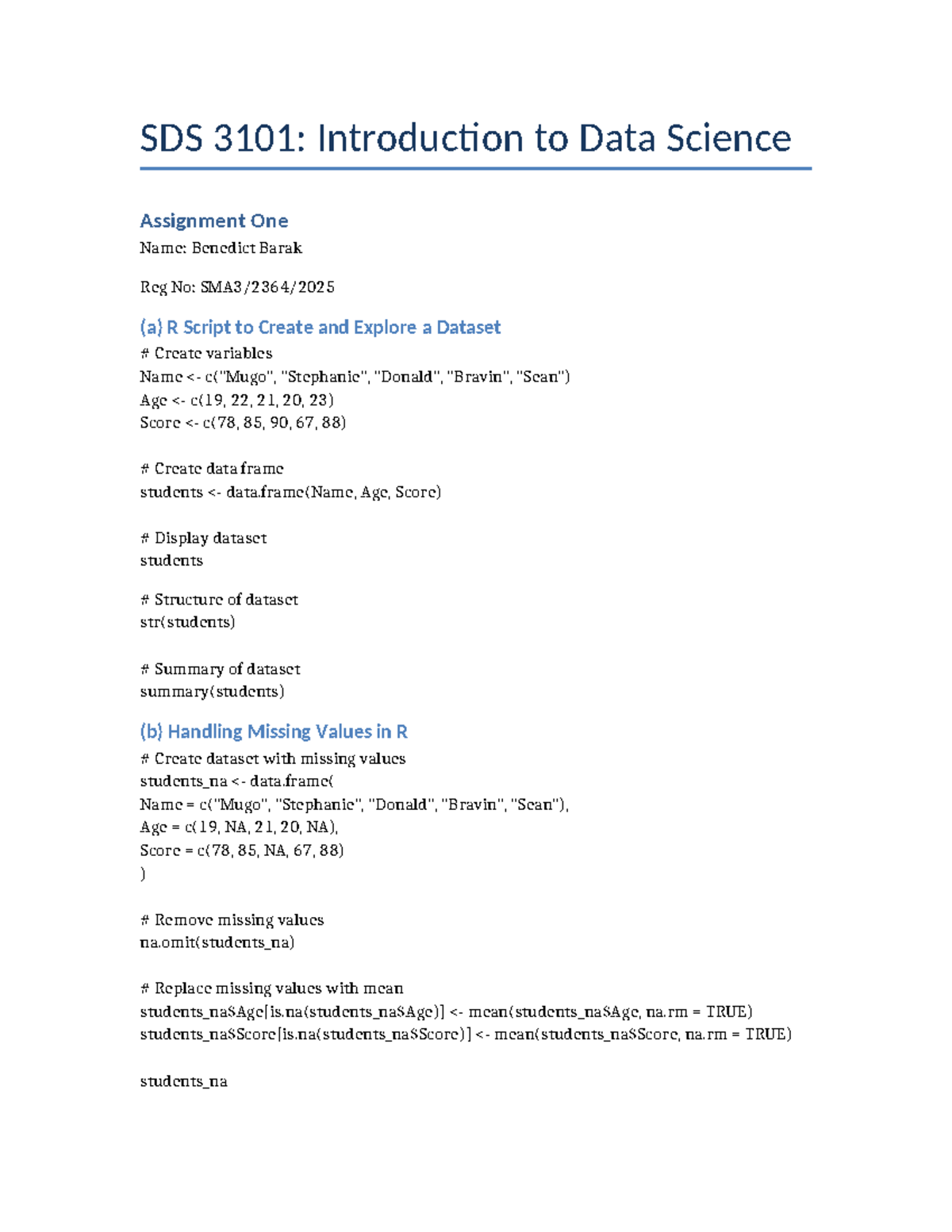 SDS 3101: Final Assignment 1 - Data Science R Script Exploration - Studocu