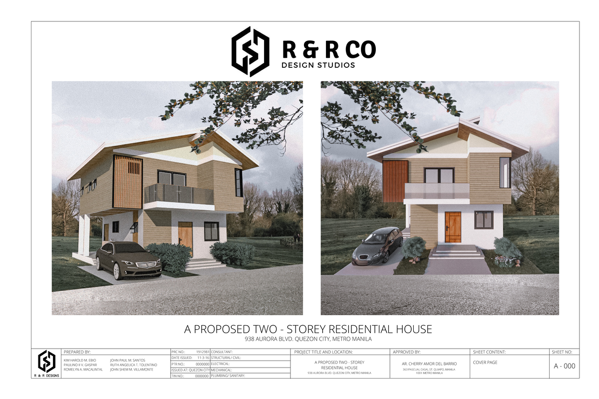 Architectural Structural Plans for 2-Storey House at 938 Aurora Blvd ...
