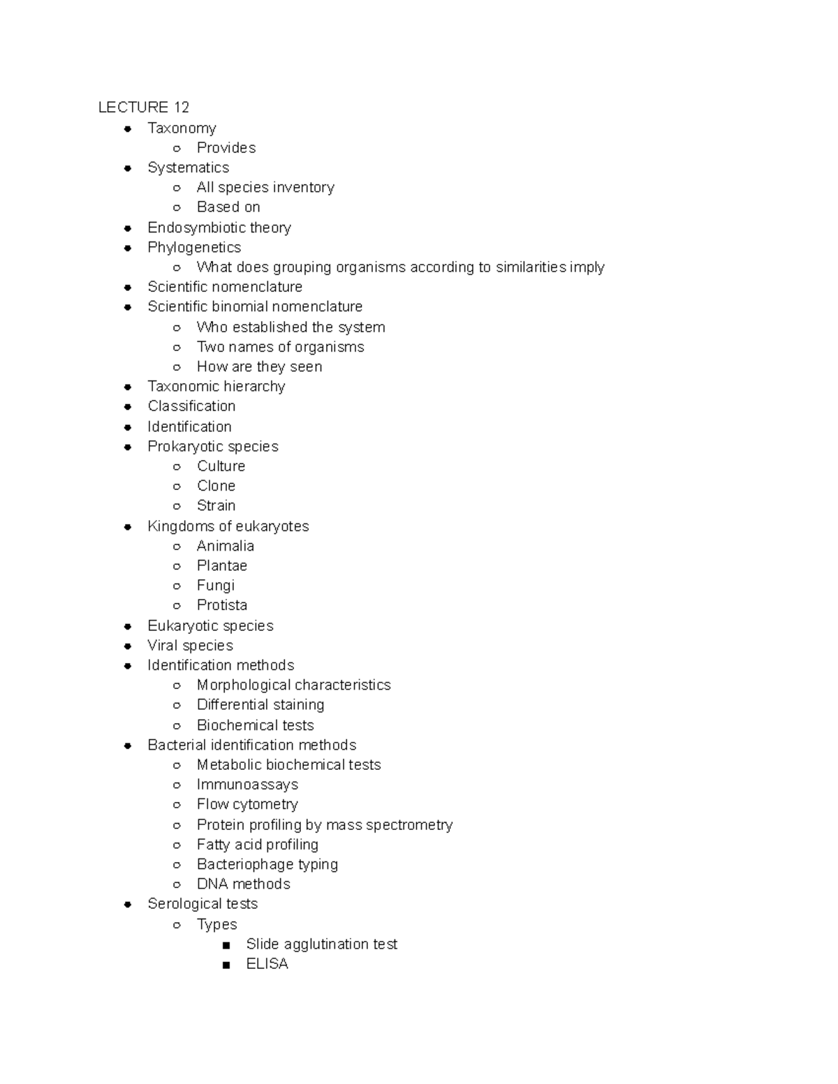 Lecture 12 studying MCB - LECTURE 12 Taxonomy Provides Systematics All ...