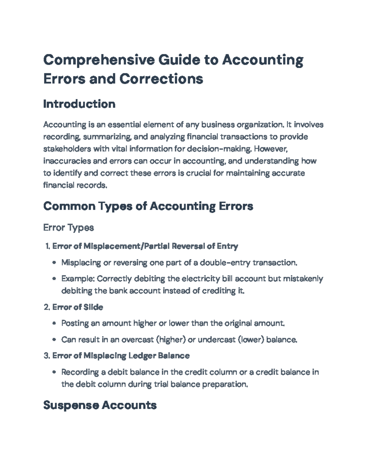 Comprehensive Guide to Correcting Accounting Errors and Adjustments - Comprehensive Guide to ...