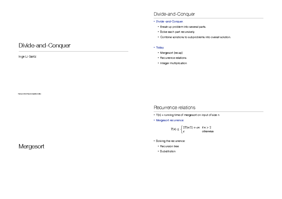 Mergesort and Counting Inversions: Recursion and Analysis (CS 101) - Studocu