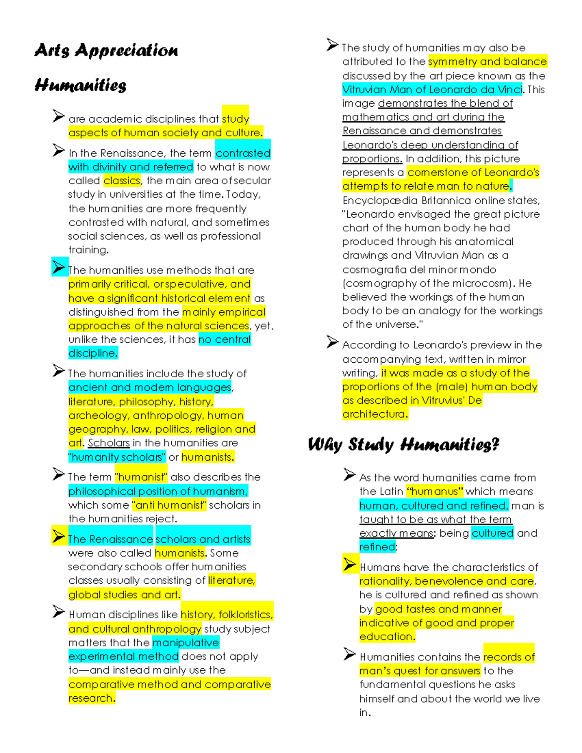 Lesson 1 Review - Lecture Notes on Humanities & Arts Appreciation - Studocu