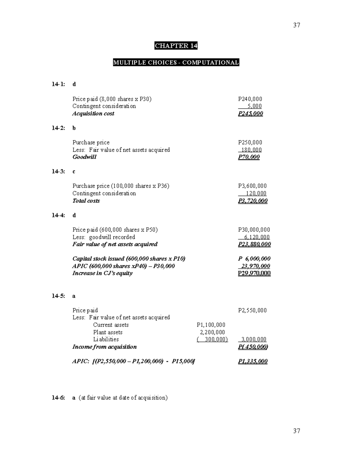 Chapter 14 - Computation of Goodwill in Advanced Accounting 2 - Studocu