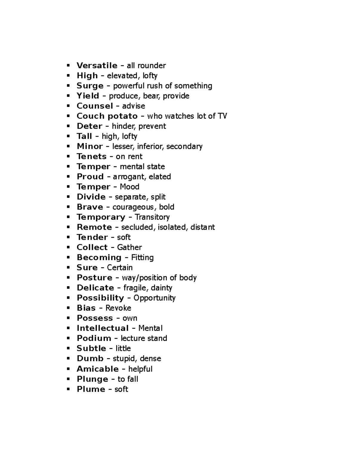 About Ielts Synonyms - Versatile – all rounder High – elevated, lofty ...