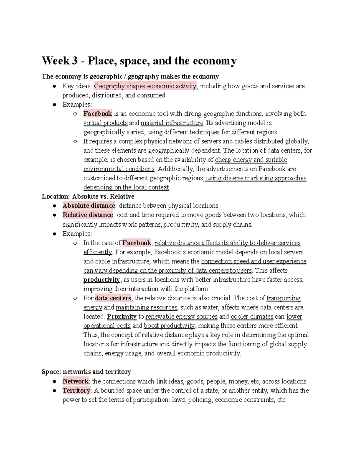 GEOG 101 Midterm Notes: Place, Space, and Economic Dynamics - Studocu