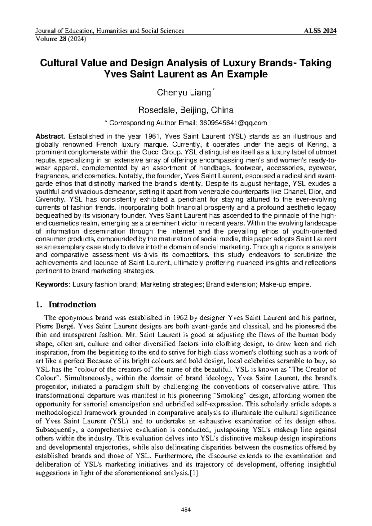 ALSS 2024 Case Study: Cultural Value & Marketing of Yves Saint Laurent ...