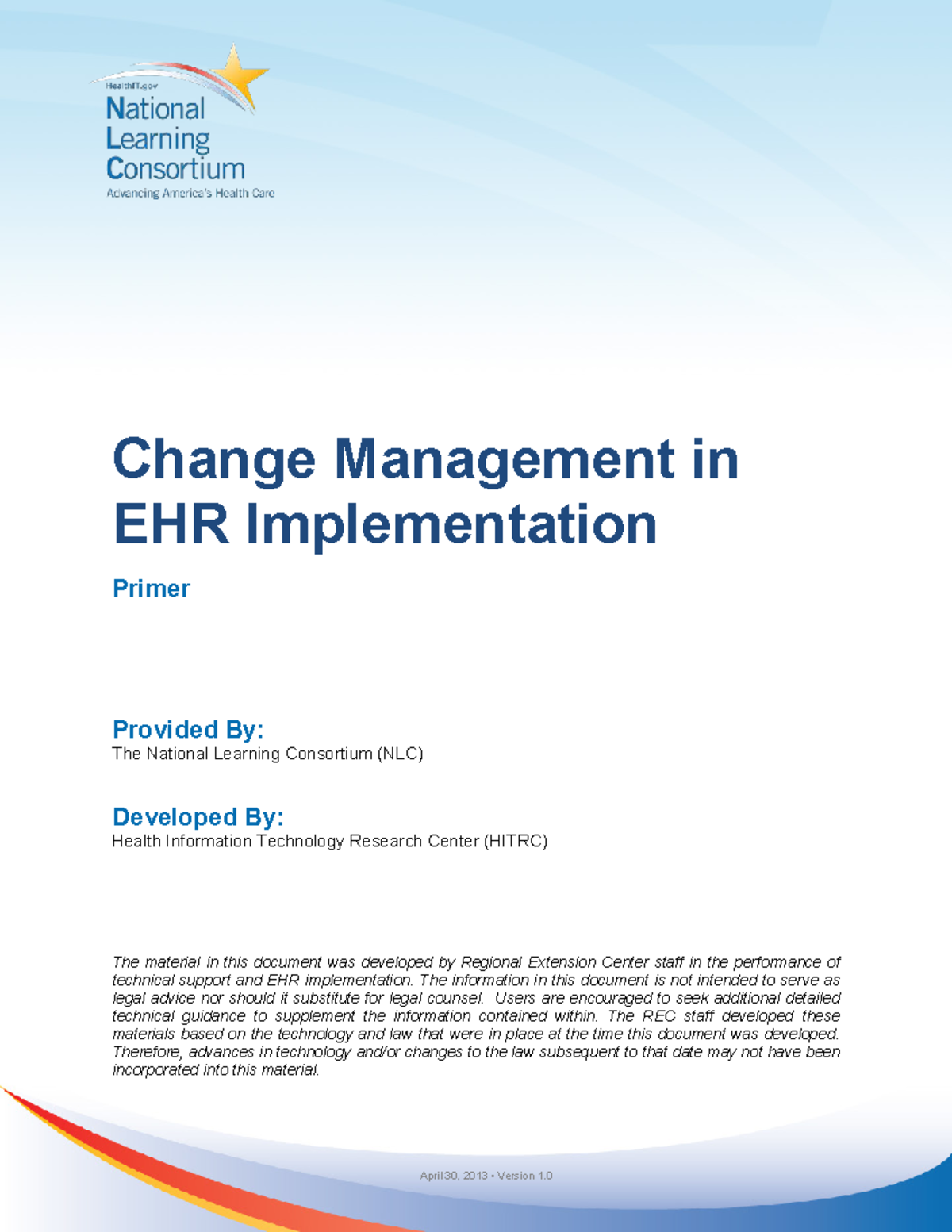 Change Management Primer for EHR Implementation (NLC) - Studocu