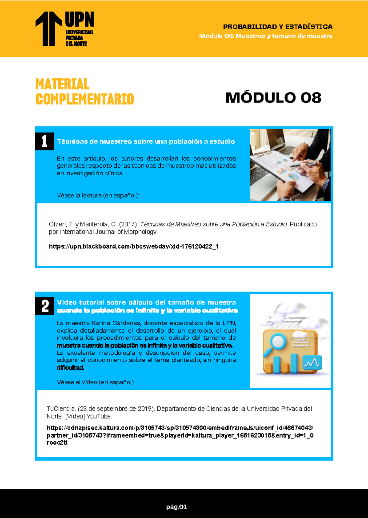 M8 probabilidadyestadistica MC - Módulo 08: Muestreo y tamaño de muestra MATERIAL COMPLEMENTARIO ...