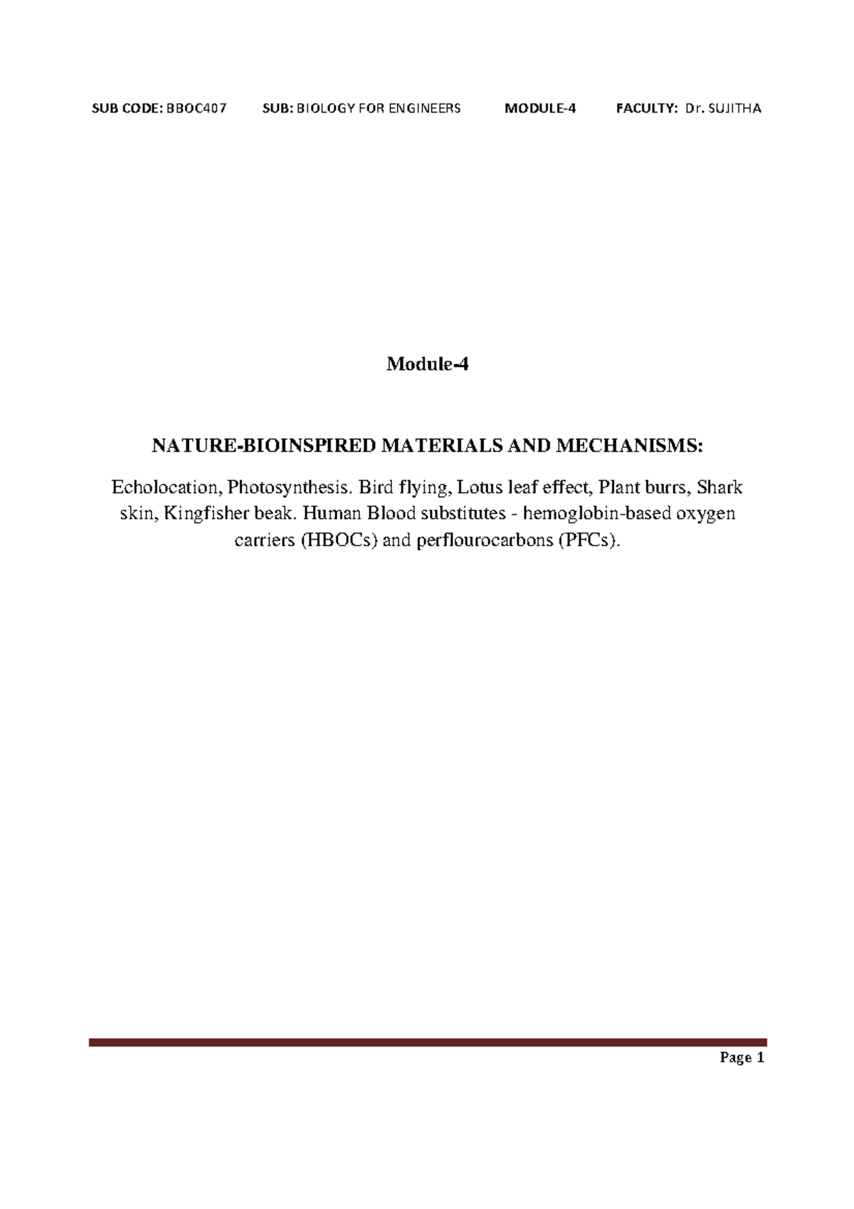 Notes Module 4 BBOC407 - Module- NATURE-BIOINSPIRED MATERIALS AND ...