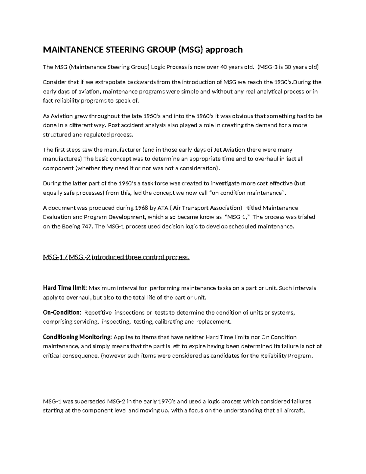 MSG(1-3) Approach: Key Insights & Comparisons in Aircraft Maintenance ...