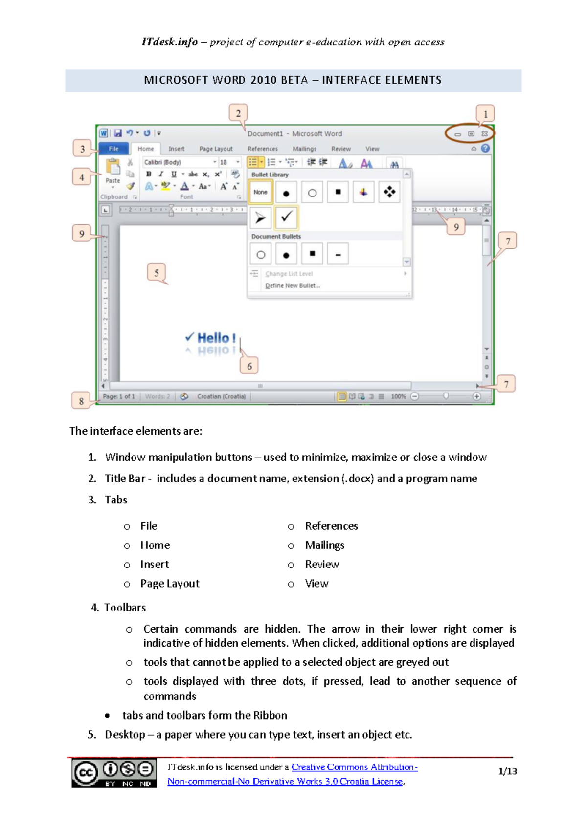 ICT 7 Quarter 2 - Microsoft Word 2010 Interface Elements Guide - Studocu
