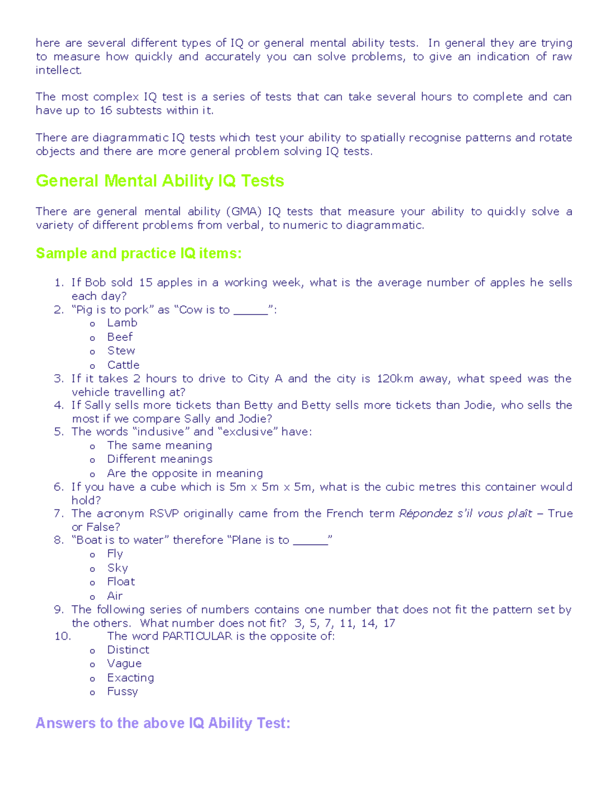 462671177 IQ Test Reviewer: Types, Tips, and Sample Questions - Studocu