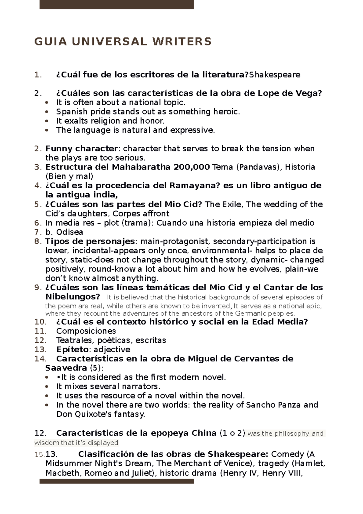 Guia universal writers 1 - GUIA UNIVERSAL WRITERS ¿Cuál fue de los ...