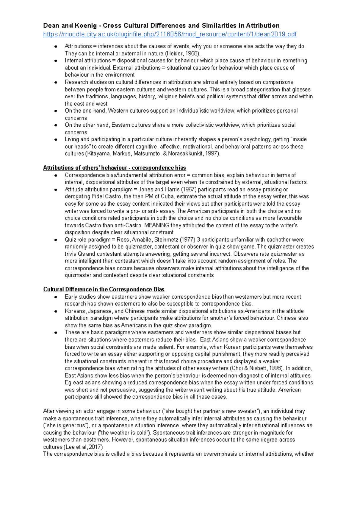 Dean and Koenig - Cross-Cultural Attribution Differences & Biases - Studocu