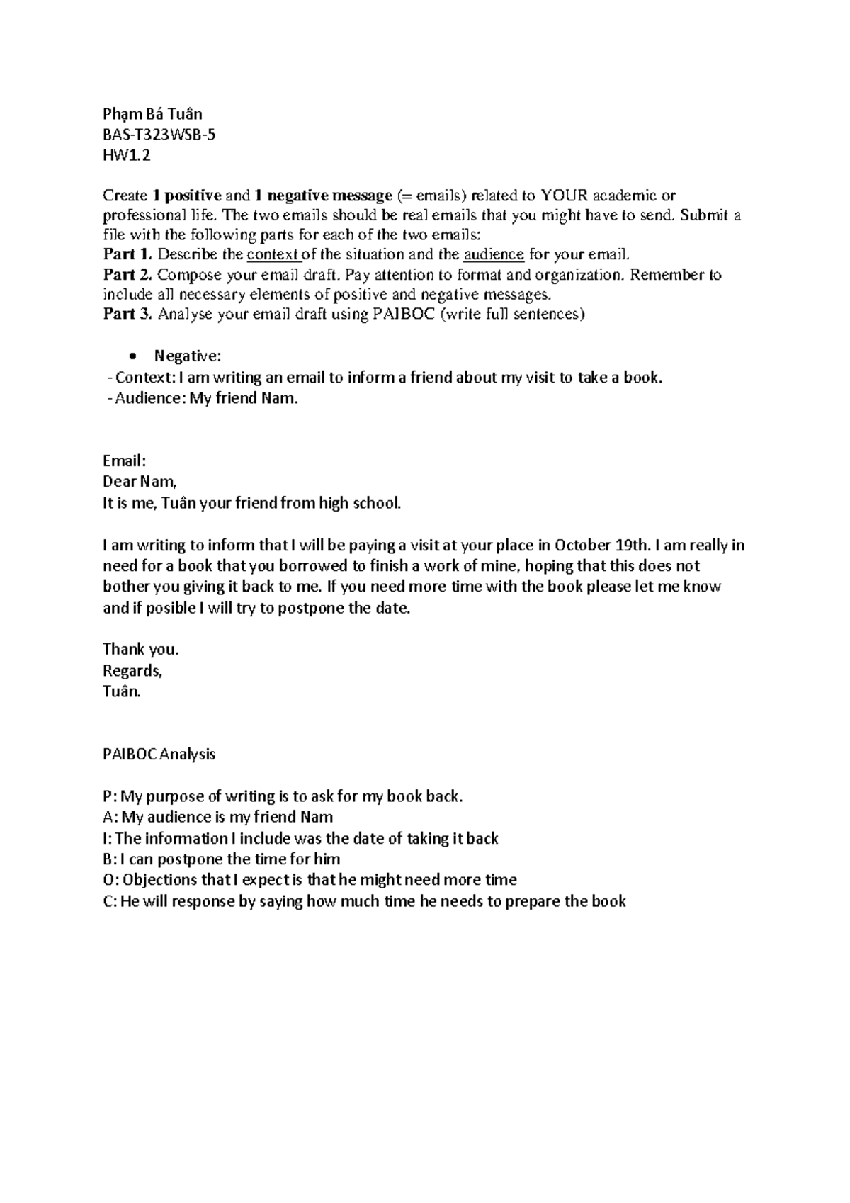 BAS-T323WSB-5 Email Drafts: Positive & Negative Messages with PAIBOC ...