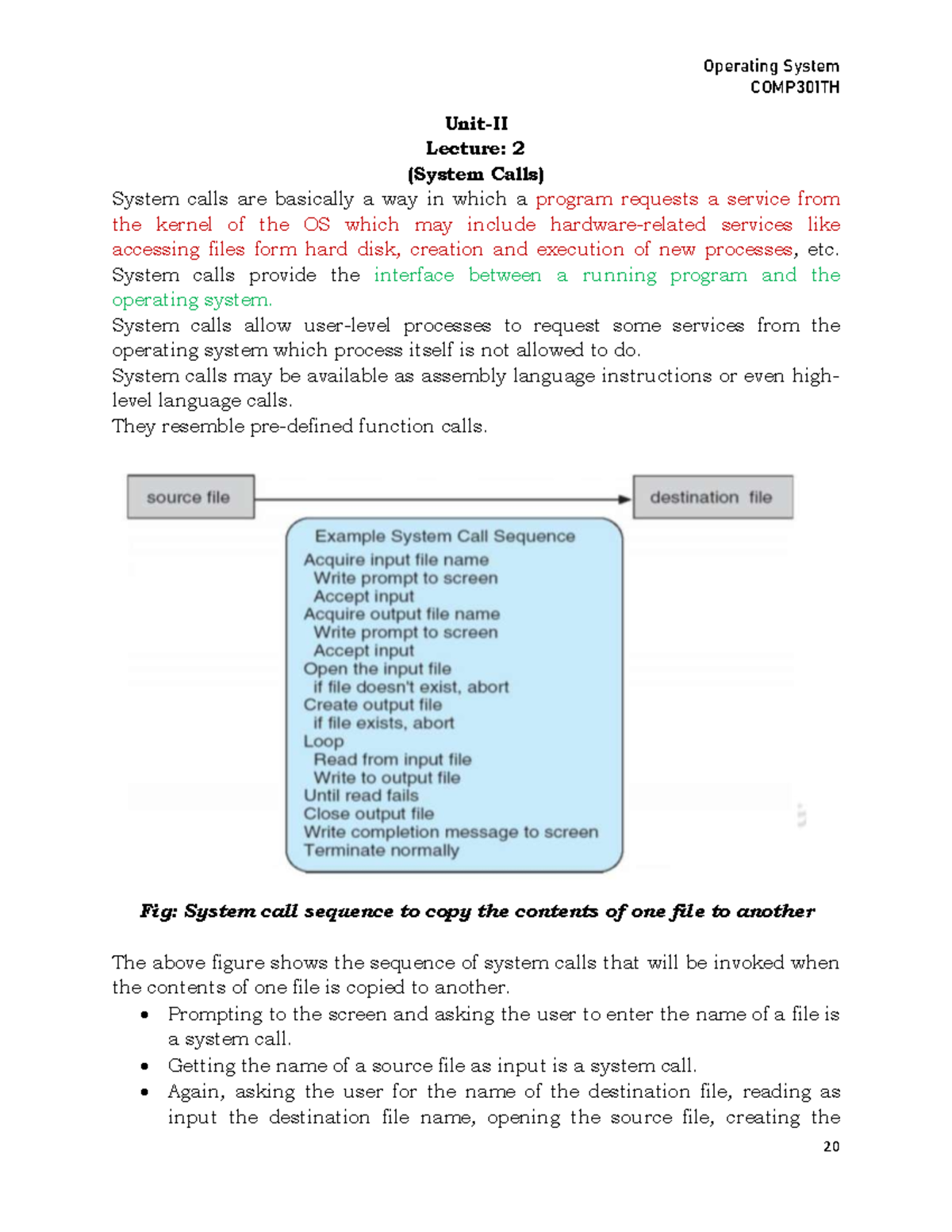 Operating System COMP301TH Lecture 2: Understanding System Calls - Studocu