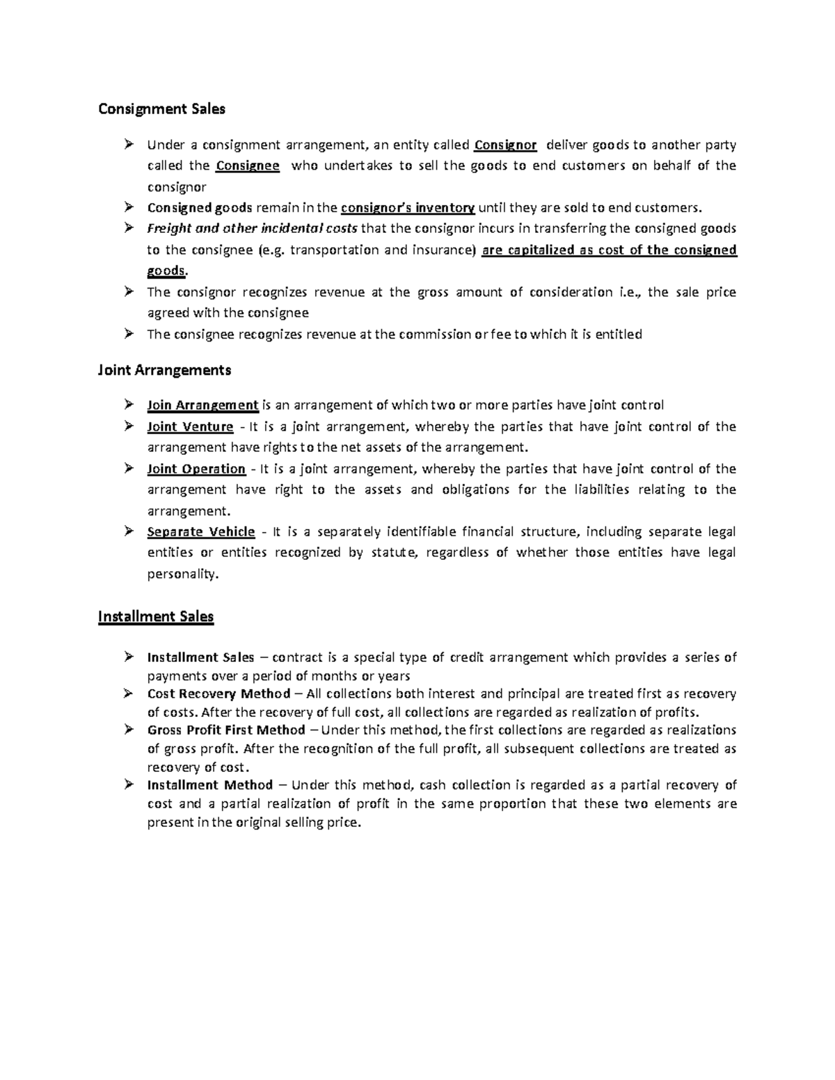 ACP-311-Theories - THEORIES - Consignment Sales Under a consignment arrangement, an entity ...