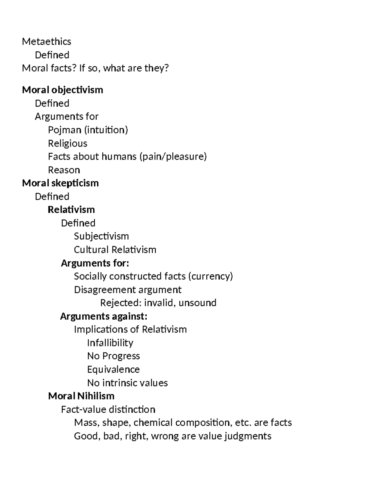 Metaethics - Metaethics Defined Moral facts? If so, what are they ...