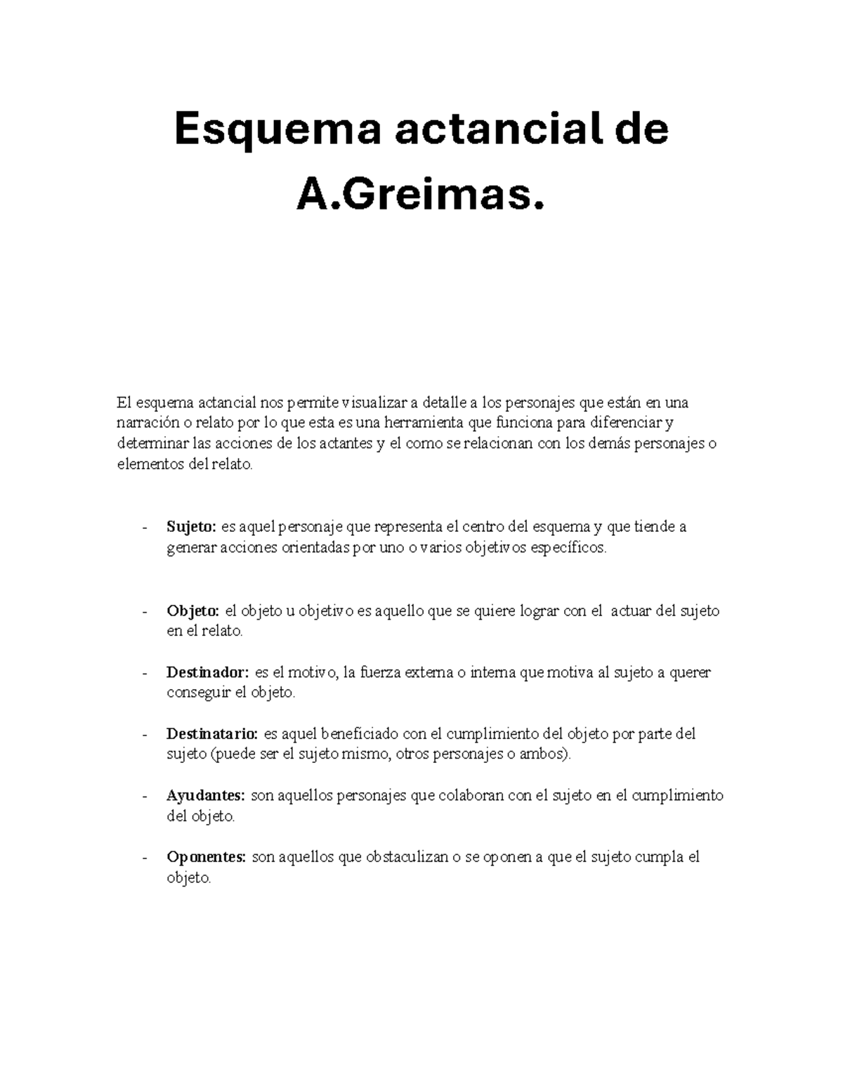 Modelo Actancial: Análisis de Personajes y Sus Relaciones - Studocu