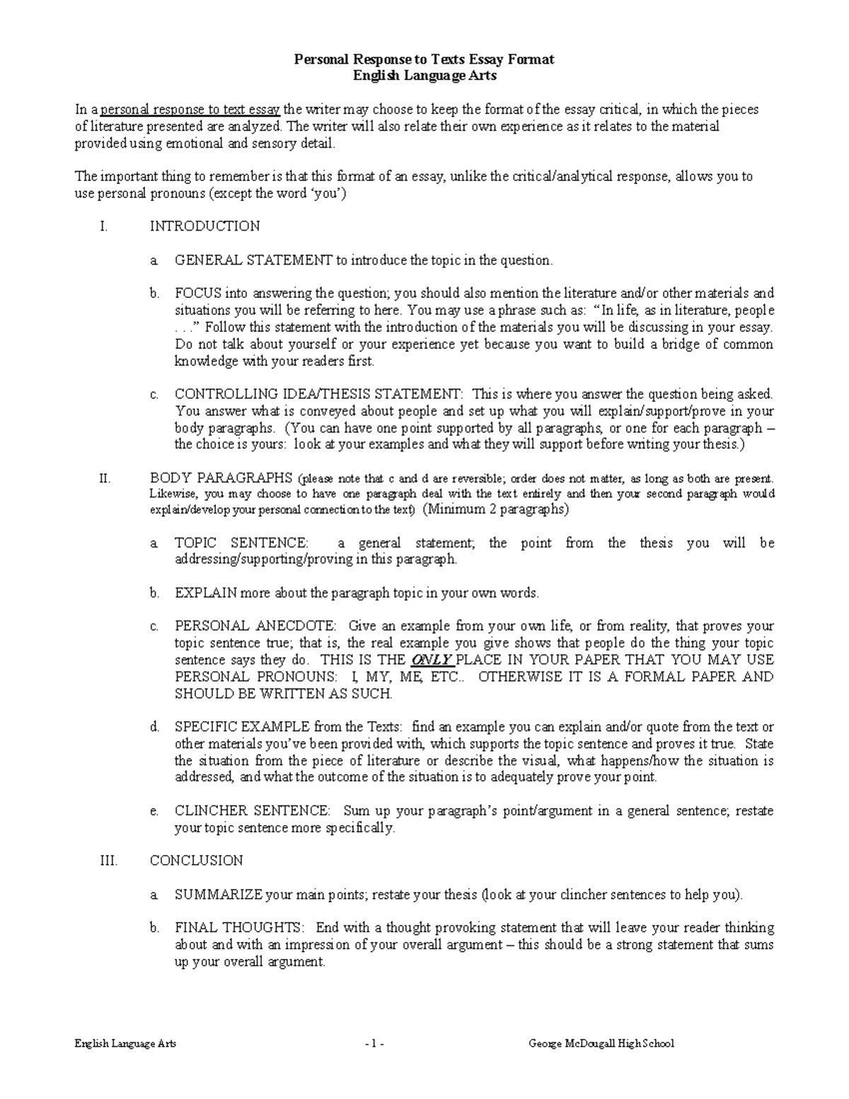 The Hybrid PRT Approach - English Language Arts - 1 - George McDougall ...