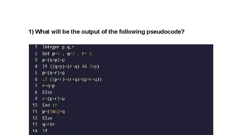 Infosys Pseudocode Quiz Questions and Answers - Studocu