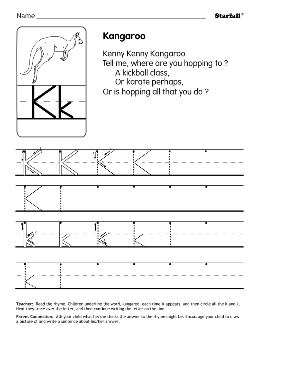 ABC Rhymes: Kangaroo Activities for K Class - Studocu