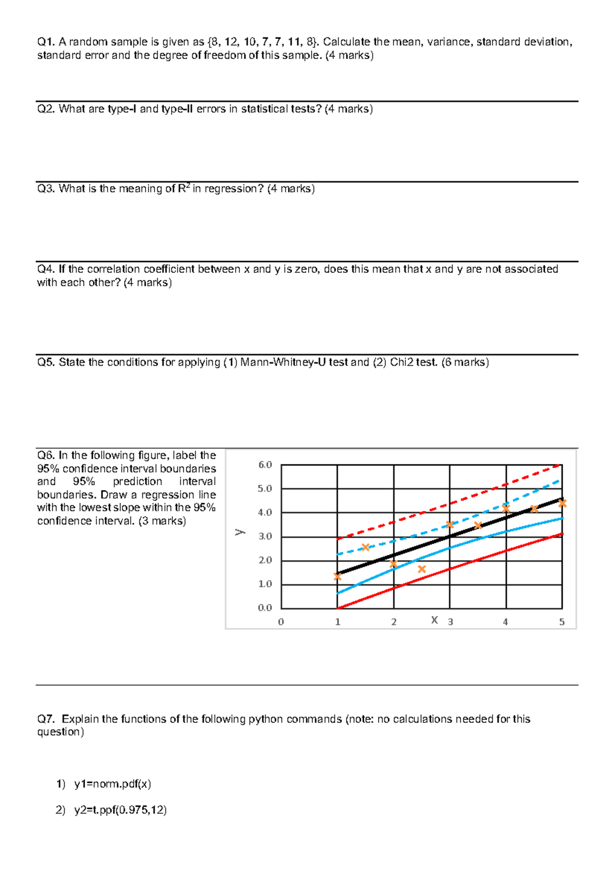 Data Collection and Analysis: Example Exam Questions (STAT101) - Studocu