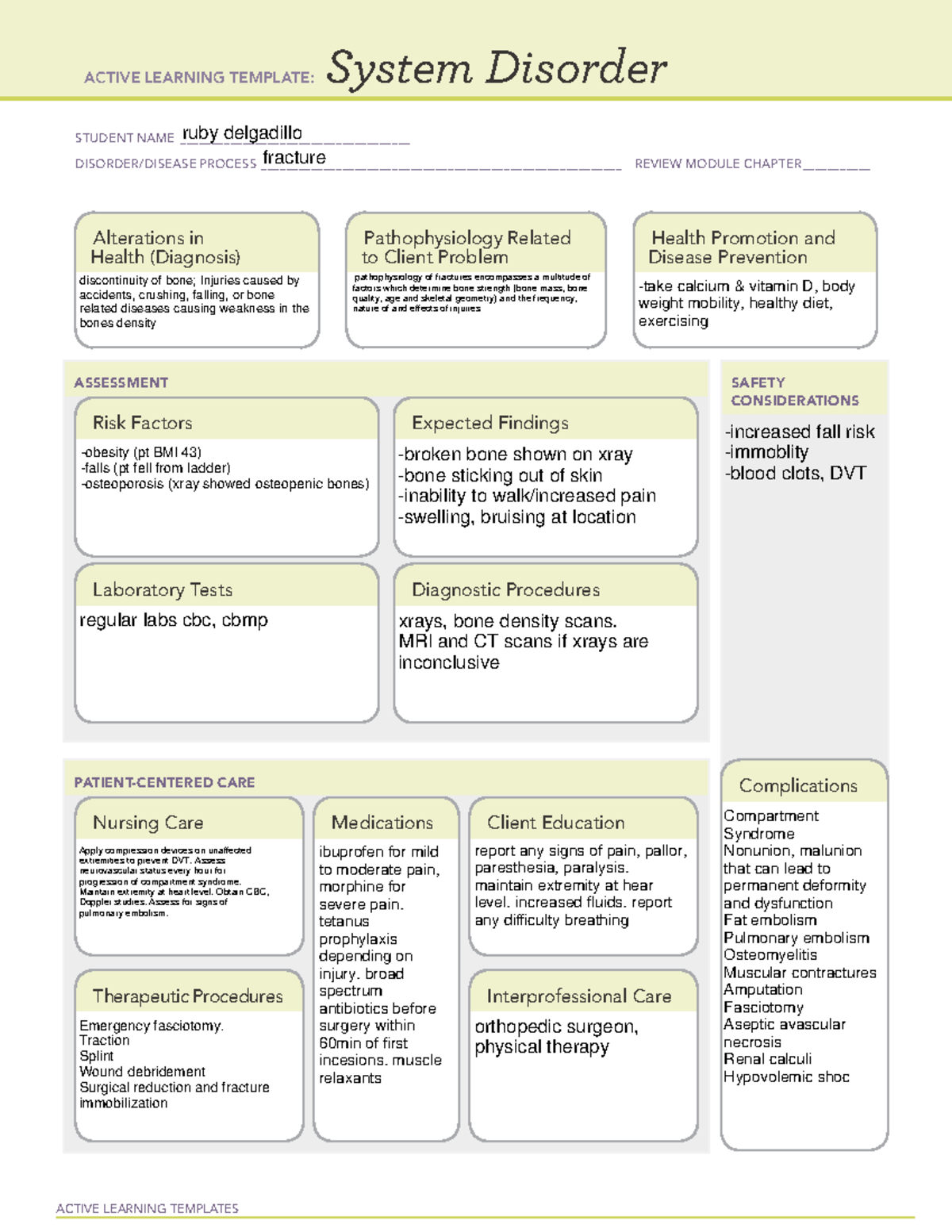 Fracture System Disorder - ACTIVE LEARNING TEMPLATES System Disorder ...