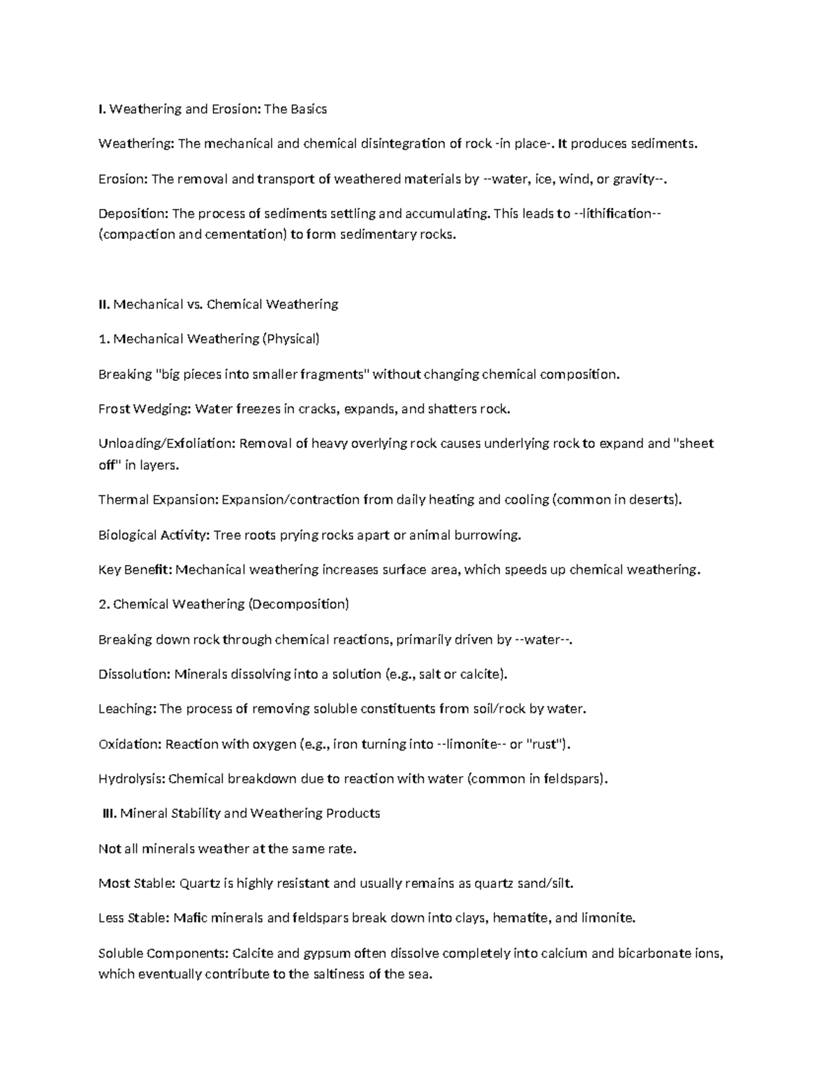 Earth Science I: Weathering, Erosion, and Soil Dynamics - Studocu