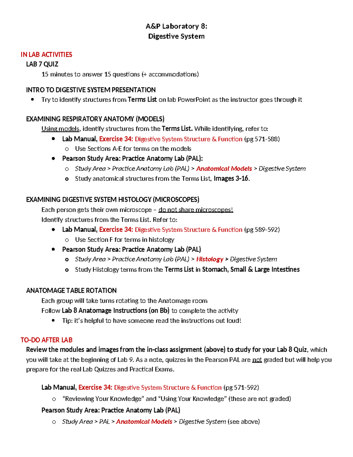 A&P Lab 8: Digestive System Study Guide & Quiz Prep Instructions - Studocu