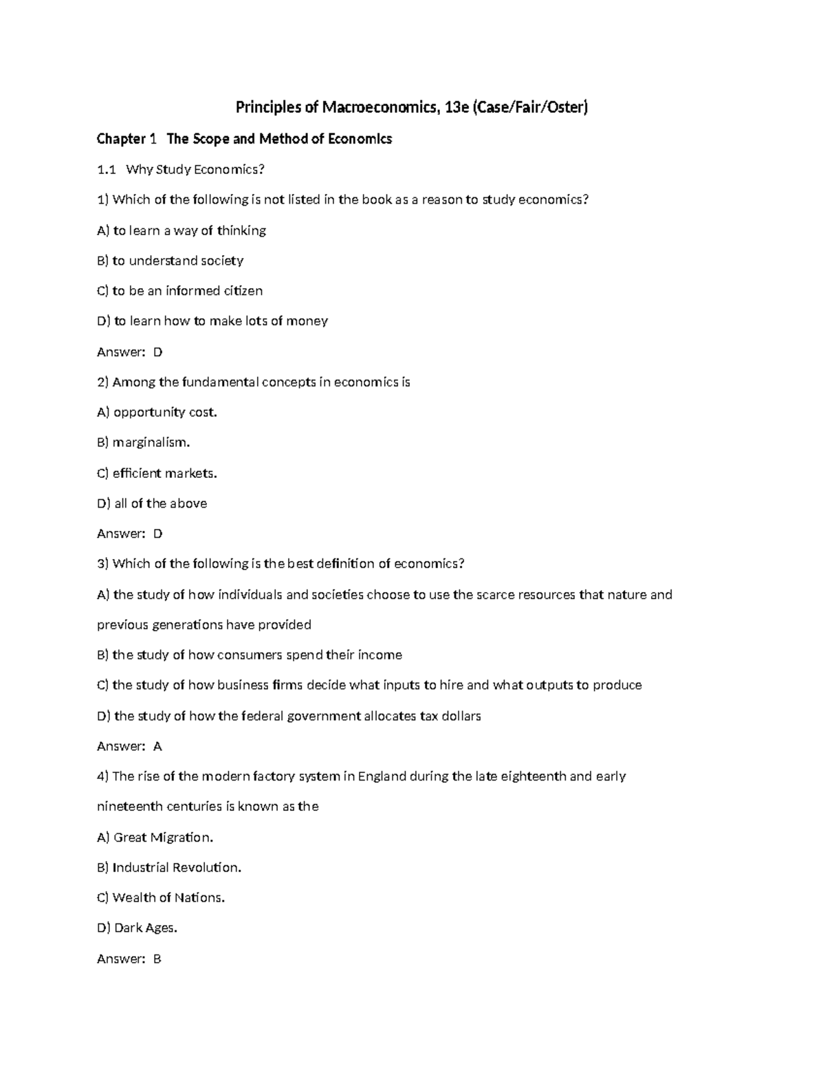 Principles of Macroeconomics 13e Ch1 Test Bank: Scope & Method of ...